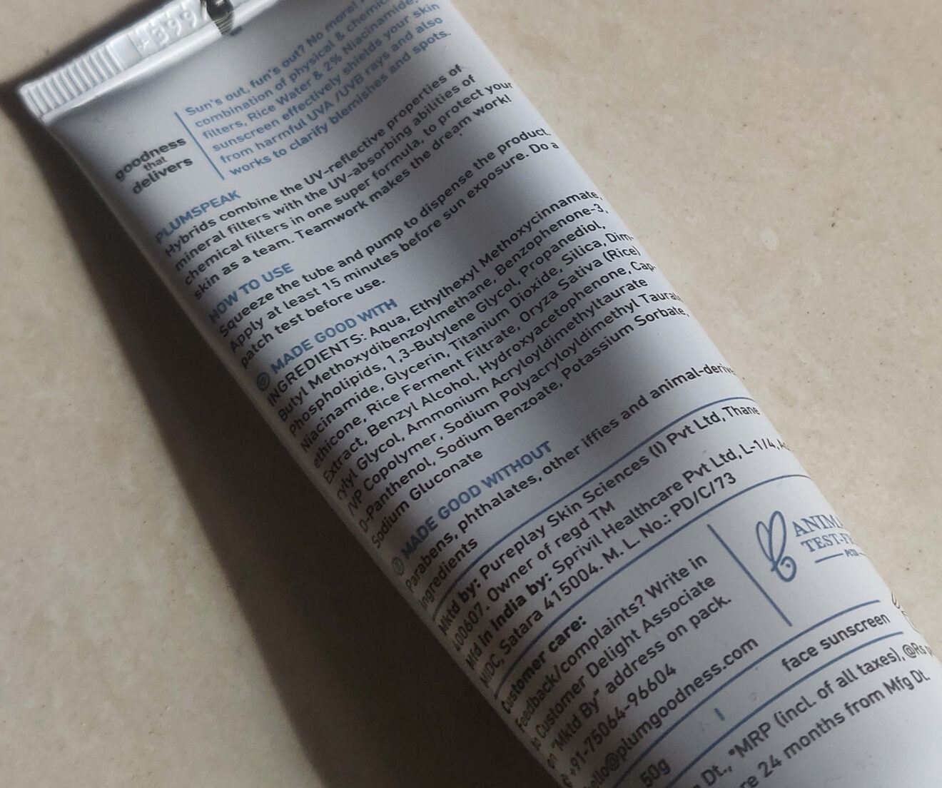 Plum Niacinamide Sunscreen Review - Skincare Villa